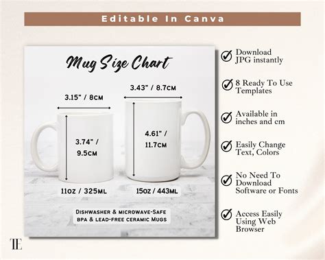 Mug Size Mockup Bundle Coffee Mug Size Chart 11oz And 15oz Comparison Measurement Done For