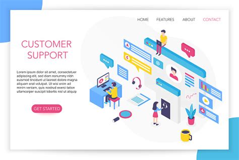 고객 지원 개념입니다 문의 자주 묻는 질문 핫라인 채팅 컨설턴트 헬프데스크 말하기 콜 센터 개념 3d 아이소메트릭 웹 사이트 방문 페이지 템플릿 벡터 일러스트레이션 고객