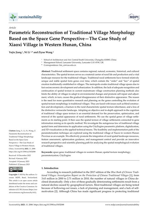Pdf Parametric Reconstruction Of Traditional Village Morphology Based On The Space Gene