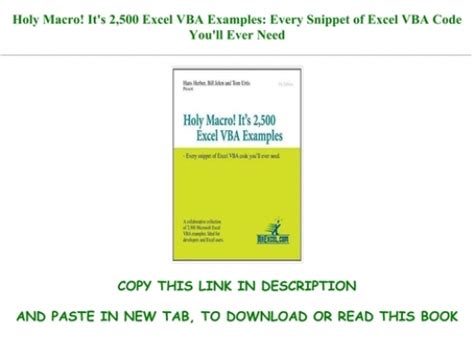 B O O K Holy Macro It S 2 500 Excel VBA Examples Every Snippet Of