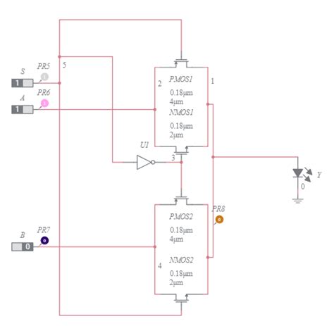 2 1 Mux Using Transmission Gates Multisim Live
