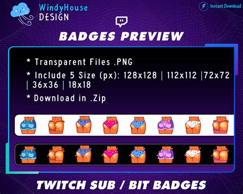Sexy Booty Twitch Sub Badges Twitch Bit Badges Set Twitch Etsy