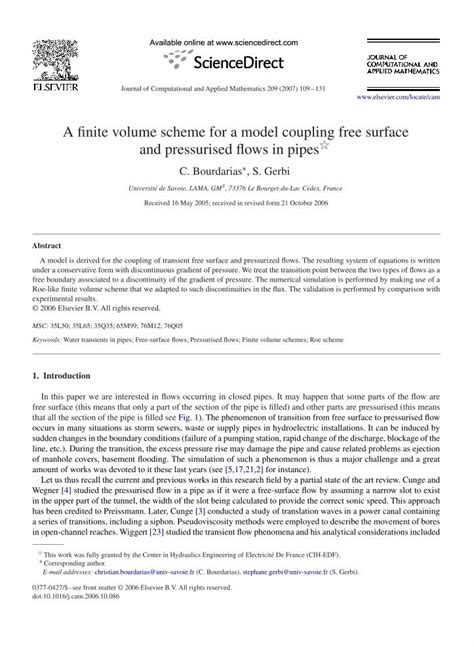 Pdf Bourdarias A Finite Volume Scheme For A Model Coupling Free