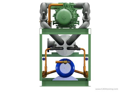 螺杆式CO2二氧化碳压缩机上的冷水机组三维模型 CAD模型网海量3D模型图纸免费下载