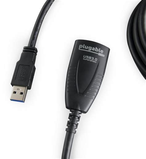 Plugable USB 3 0 5M 16ft Extension Cable With Power Adapter And Back Plugable Technologies