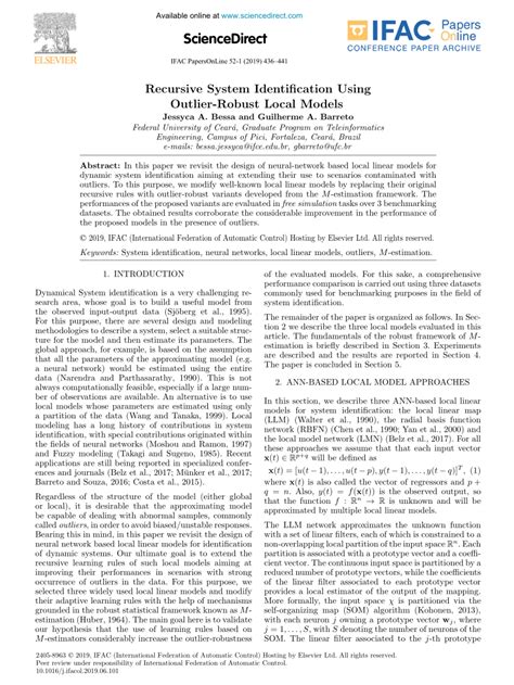 Pdf Recursive System Identification Using Outlier Robust Local Models
