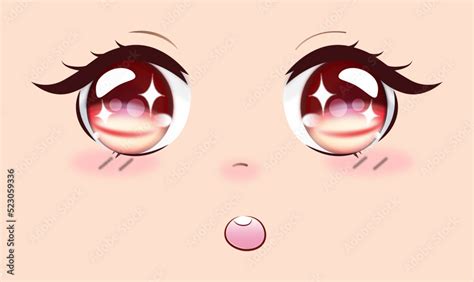 Cute Anime Girls Eyes Manga Face Expressions Vector Illustration