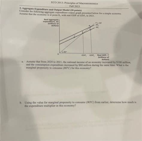 Solved 3 Aggregate Expenditure And Output Model 20