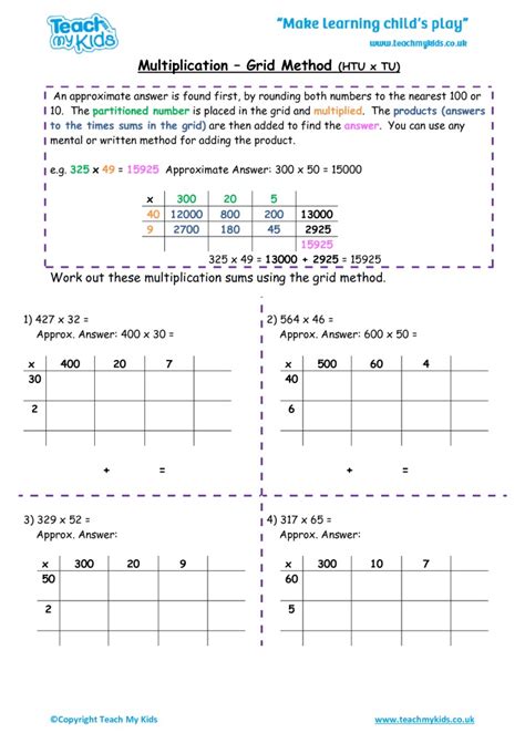 Multiplication Grid Method Htu X Tu Tmk Education