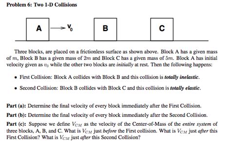 Solved Problem 6 Two 1 D Collisions Three Blocks Are Chegg Com