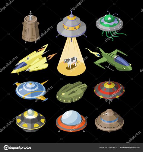 Rocket Vector Spaceship Or Rocketship And Spacy Ufo Illustration Set Of