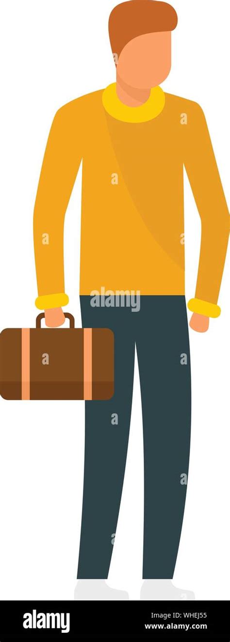 Man With Leather Bag Icon Flat Illustration Of Man With Leather Bag Vector Icon For Web Design