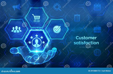 Customer Satisfaction Icon In Wireframe Hand Customer Survey And Feedback Analytics Concept On