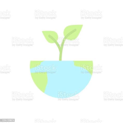 지구 식물 아이콘 Ui 와 Ux 웹 사이트 또는 모바일 응용 프로그램에 대한 어머니 지구 일 아이콘의 간단한 색상 벡터 요소 새싹에 대한 스톡 벡터 아트 및 기타 이미지