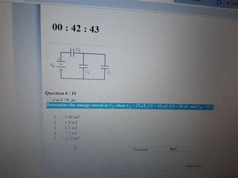 solved determine the energy stored in c1 when c1 15 µf c2