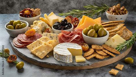 A Captivating Scene Featuring An Array Of Mouth Watering Snacks Displayed Elegantly Against A