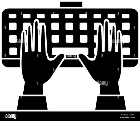 Computer Keyboard With Hands User Vector Illustration Design Stock