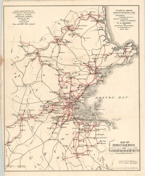 Map Of Street Railways In Eastern Massachusetts Curtis Wright Maps