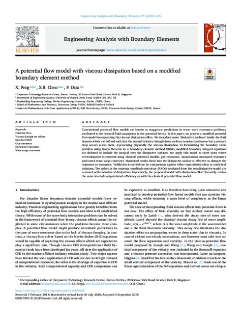 Pdf A Potential Flow Model With Viscous Dissipation Based On A Modified Boundary Element Method