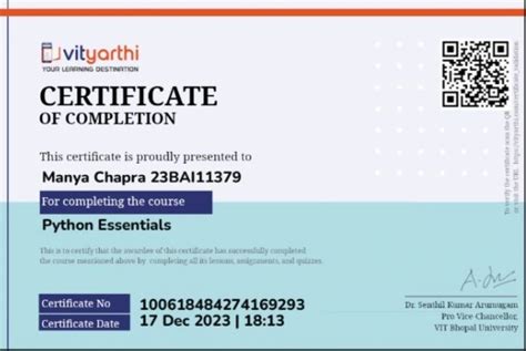 I Am Pleased To Tell That I Have Successfully Completed The Vityarthi