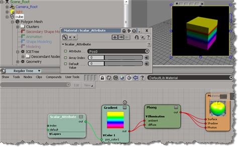 using mesh ice attributes to drive shaders in a render tree ex si