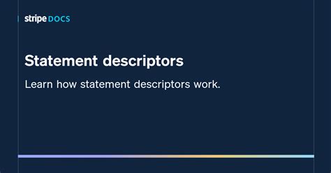 Statement Descriptors Stripe Documentation