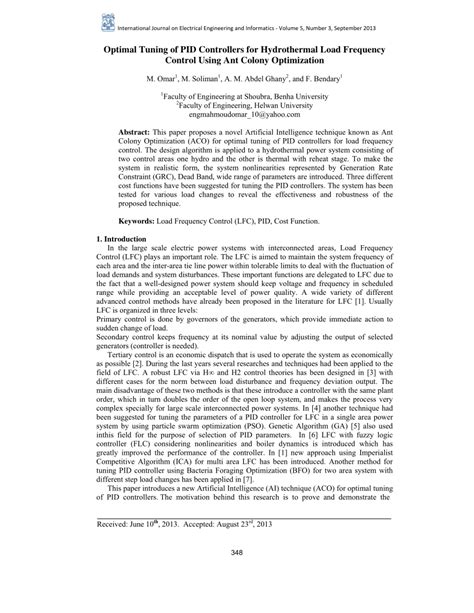 Pdf Optimal Tuning Of Pid Controllers For Hydrothermal Load Frequency Control Using Ant Colony