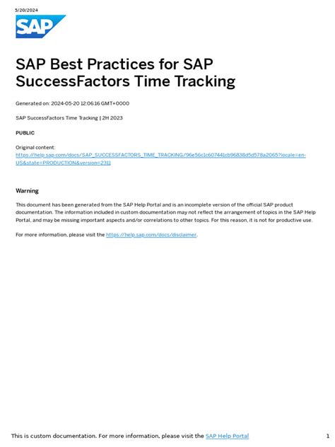 Sap Best Practices For Sap Successfactors Time Tracking Download Free Pdf Information