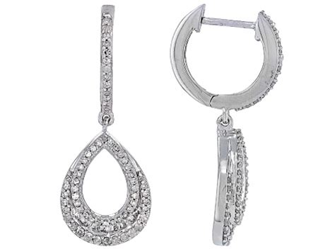 White Diamond 10k White Gold Teardrop Dangle Earrings 060ctw Dga120