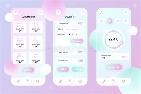 Smart Home Neumorphic Elements Kit For Mobile App Stock Vector Illustration Of Neumorphism