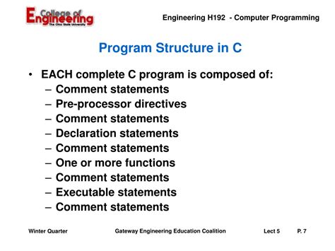 Ppt Basics Of C Programming Winter Quarter Lecture Notes Powerpoint