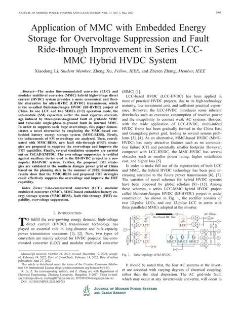 pdf application of mmc with embedded energy storage for overvoltage