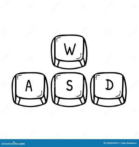 Computer Keyboard Key Caps Wasd Gaming Keys Stock Vector