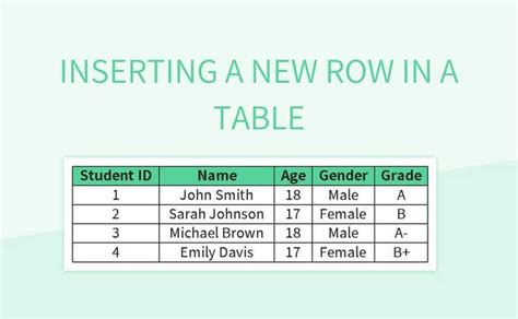 Inserting A New Row In Table Excel Template Free Download Pikbest