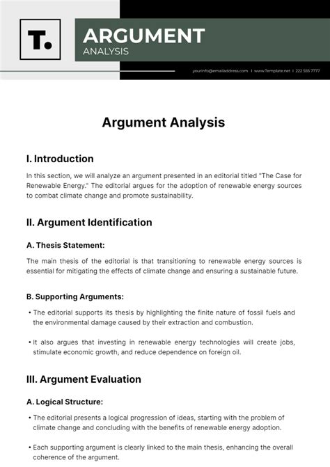 Free Argument Analysis Template To Edit Online