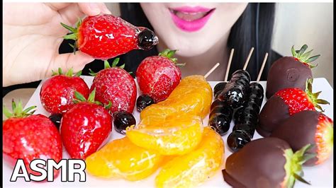 Asmr Candied Fruits Tanghulu 과일 사탕 탕후루 Eating Sounds No Talking