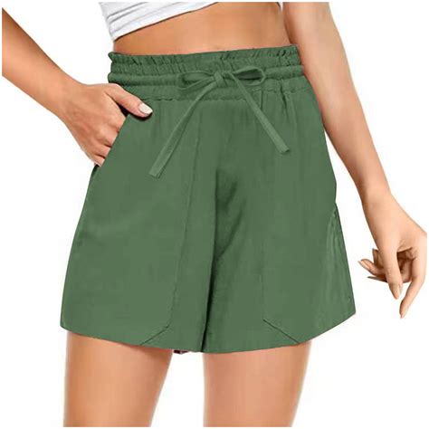 Miuowanp Womens Solid Pocket Casual Shorts For Women Trendy Summer