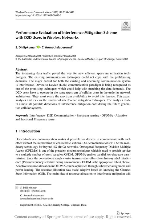 Performance Evaluation Of Interference Mitigation Scheme With D2d Users