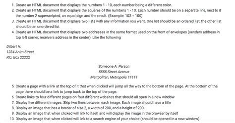 Solved 1 Create An HTML Document That Displays The Numbers Chegg Com