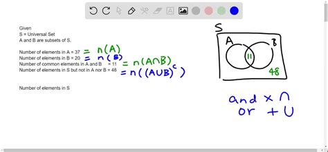Solved Let The Universal Set Be S Let A And B Are Subsets Of Set A Contains 37 Elements And