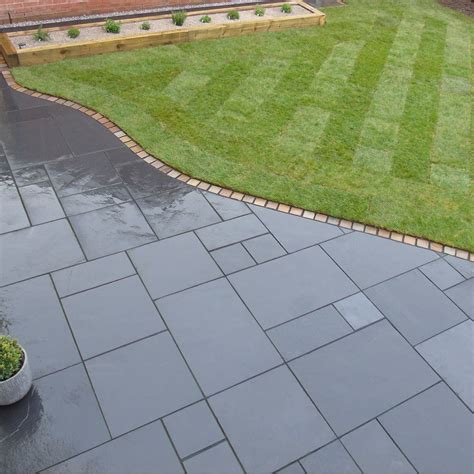 Black Limestone Sawn Edge Paving Slabs Mixed Size Buy Garden Paving