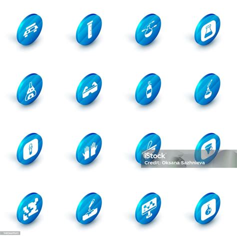 시험관과 플라스크 불 피펫 안전 고글 안경 및 프로판 가스 탱크 아이콘을 설정합니다 벡터 3차원 형태에 대한 스톡 벡터 아트 및 기타 이미지 Istock