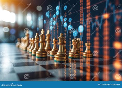 Chess Pieces With Digital Graph Overlay Stock Image Image Of
