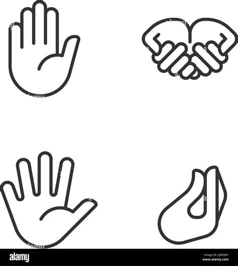 Conveying Information By Gestures Pixel Perfect Linear Icons Set Stock