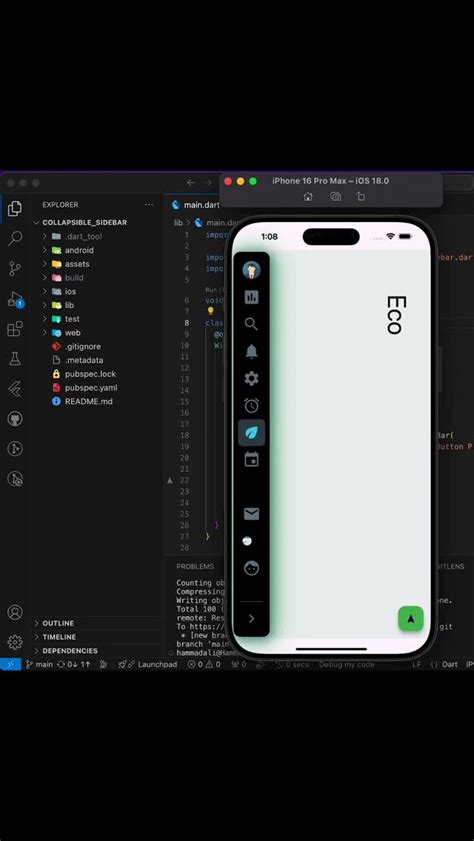 Hammad Ali Flutter Developer Collapsible Sidebar In Flutter 💙 Want App For Your Business Dm