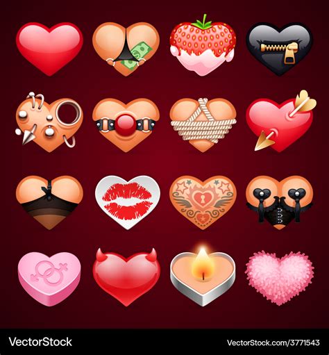 Set Of Sex Hearts Icons Royalty Free Vector Image