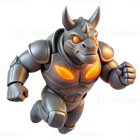 Magnificent Traditional A Powerful Rhino Superhero With Metallic Grey