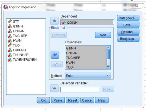 Hướng dẫn hồi quy nhị phân Binary Logistic trên spss Hỗ trợ nghiên