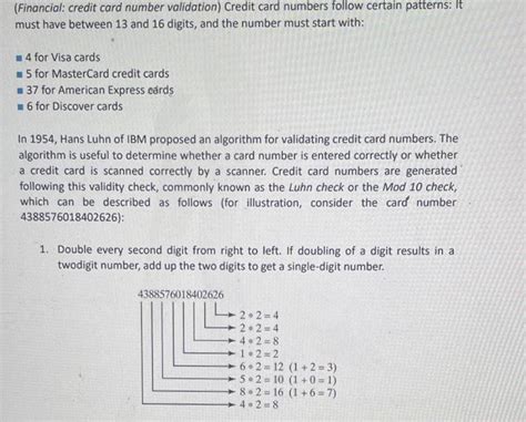 Solved Financial Credit Card Number Validation Credit