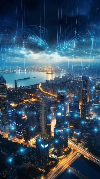 Premium Ai Image Futuristic Cityscape With 5g Connectivity